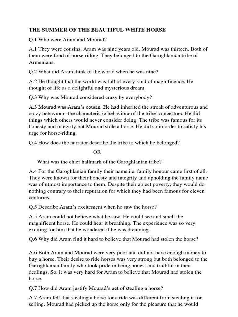 The Summer of The Beautiful White Horse | PDF