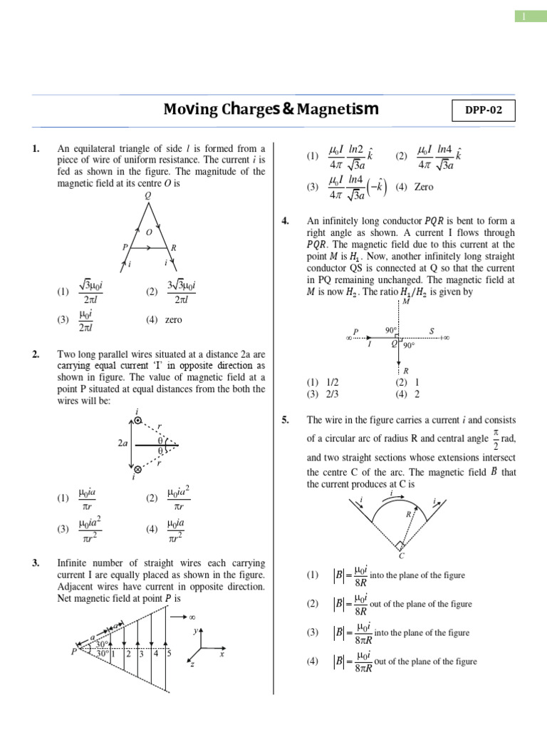 ddp2 Moving Charges and Magnetismnn | PDF | Physical Sciences | Electricity