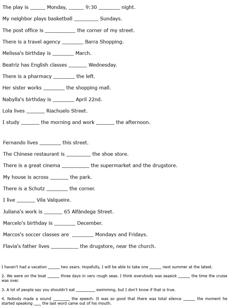 Sextas Exercicios Preposição | PDF | Poetry