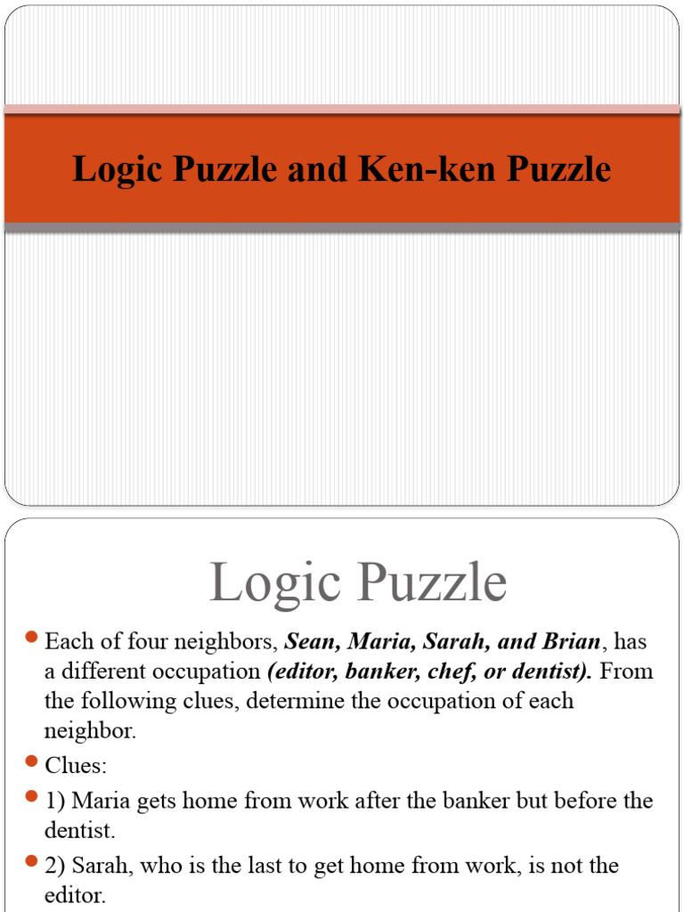 Logic and Ken-Ken Puzzle Solutions | PDF | Home & Garden