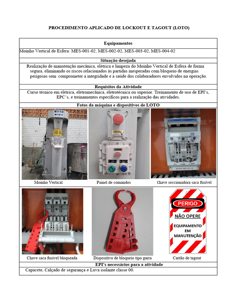 Procedimento Aplicado de Lockout e Tagout (Loto) | PDF | Eletricista ...