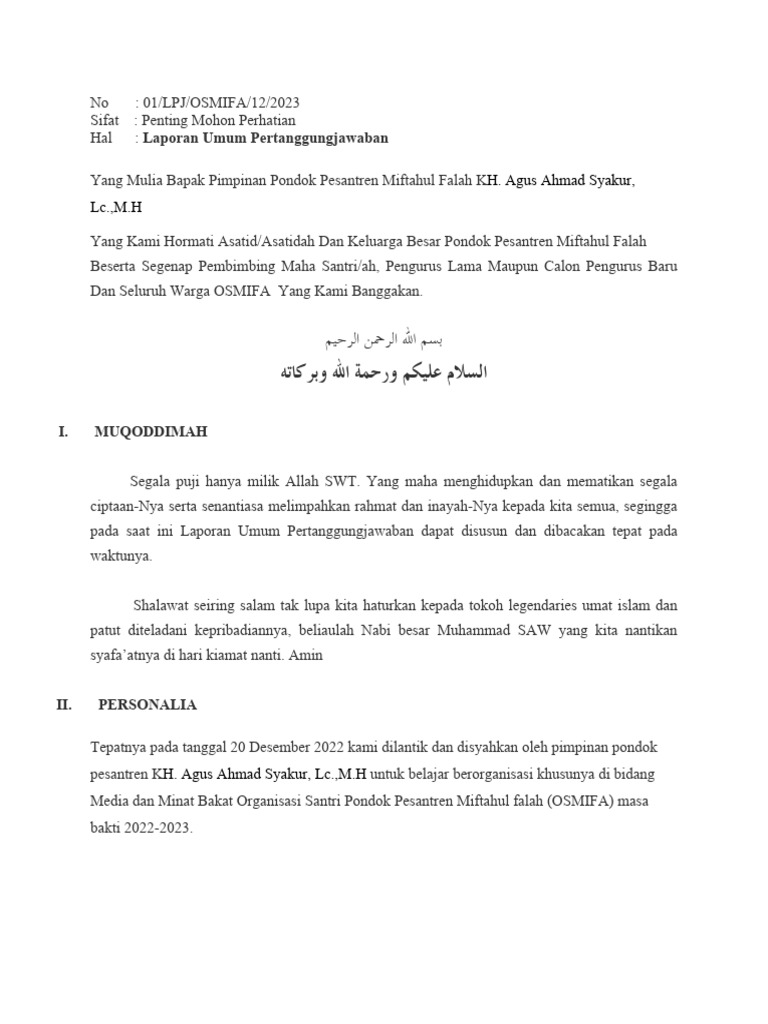 Contoh LPJ OSMIFA | PDF