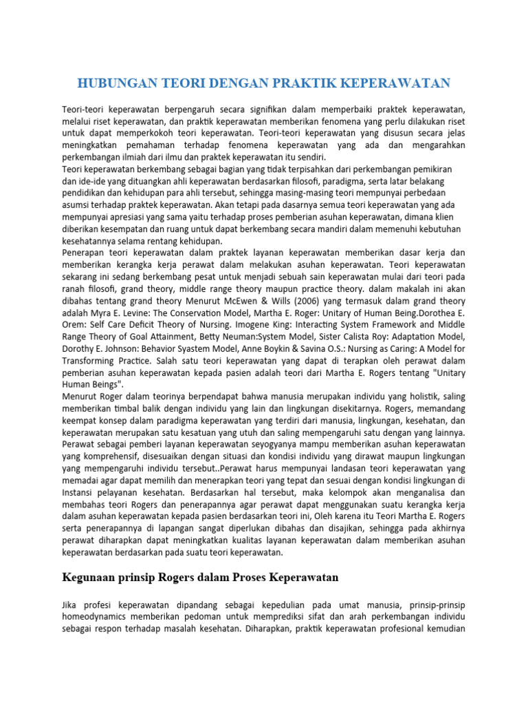 Hubungan Teori Dengan Praktik Keperawatan-1 | PDF | Karier & Perkembangan | Pengembangan Diri