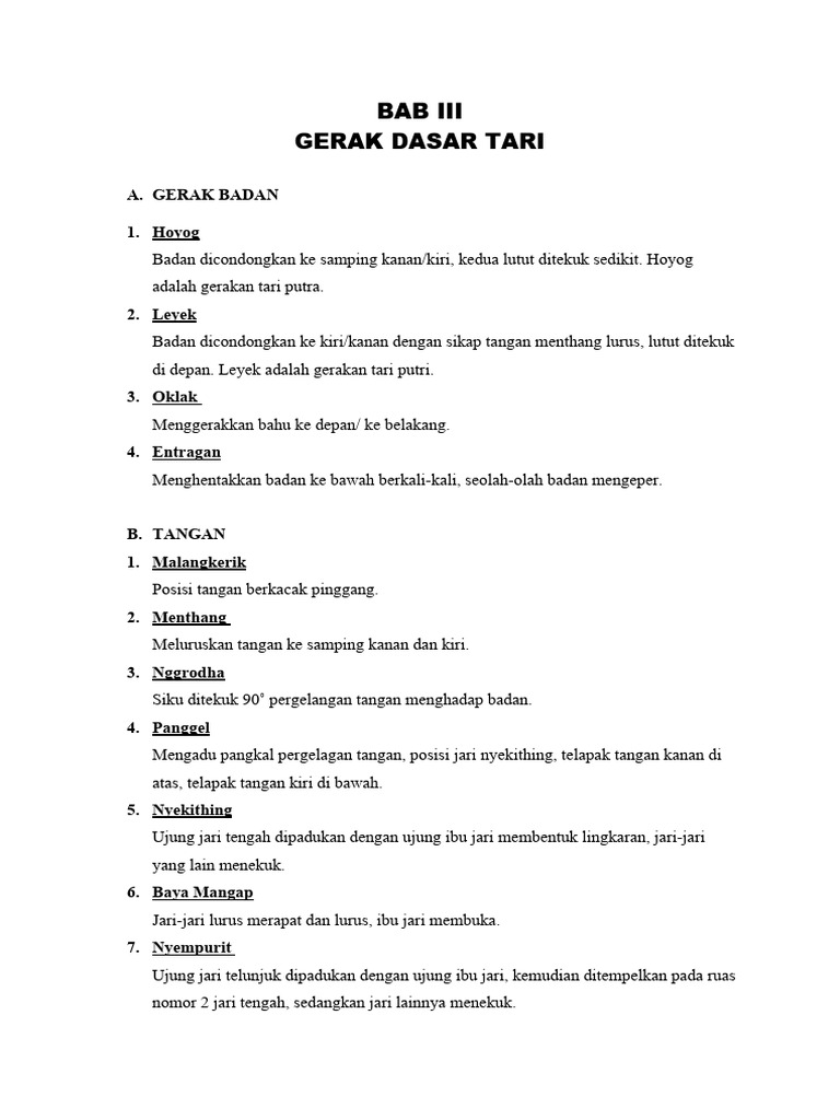 Bab Iii. Gerak Dasar Tari | PDF
