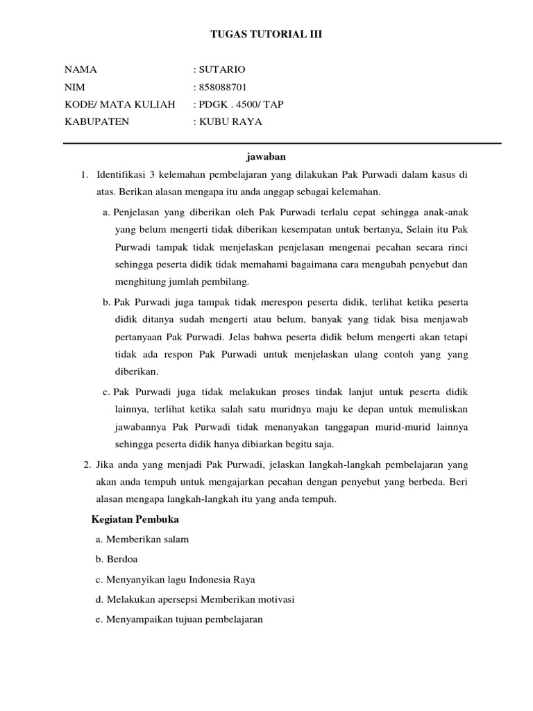 Tugas Tutorial Iii Tap Sutario | PDF | Karier & Perkembangan | Kesehatan Holistik