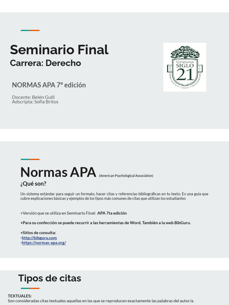 Normas APA - 7ma Ed. (Clase de Sofía Britos) | PDF | Estilo apa | Citación