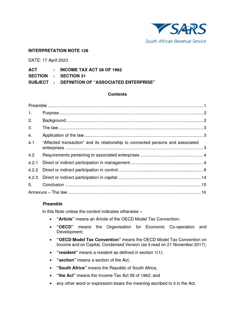 Legal IN 128 Definition of Associated Enterprise | PDF | Board Of ...