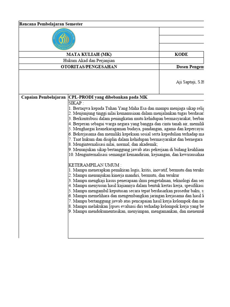 RPS Pendidikan Pancasila 2023 | PDF