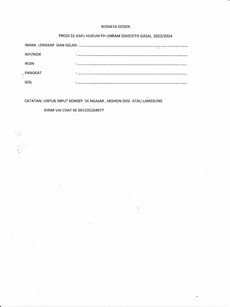 Biodata Dosen Mku Unram 2023 | PDF