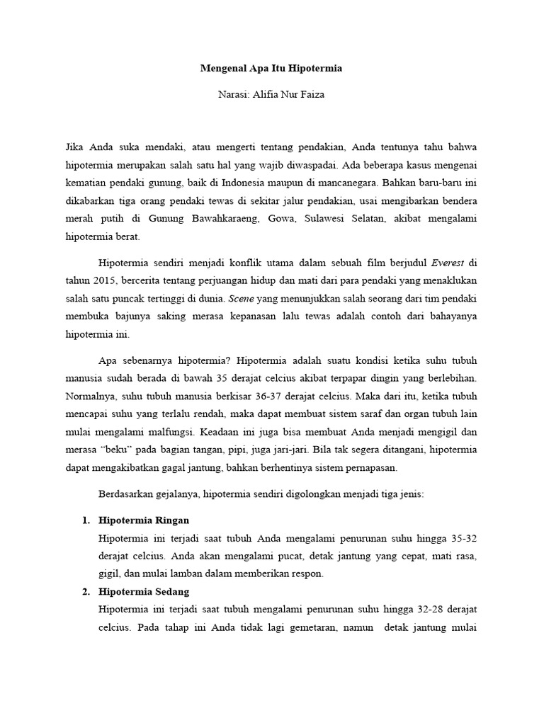 Mengenal Apa Itu Hipotermia | PDF