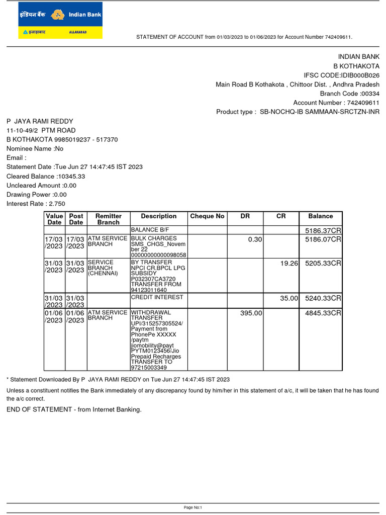 Sbi Statement Application | PDF | Banks | Business