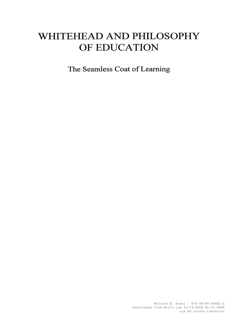 Whitehead and Philosophy of Education | PDF | Alfred North Whitehead ...