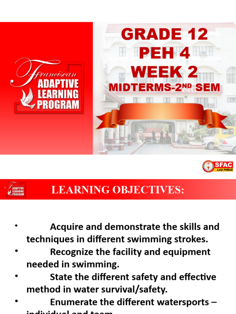 Grade 12 Peh 4 Week 2: Midterms-2 SEM | PDF | Swimming | Swimming (Sport)