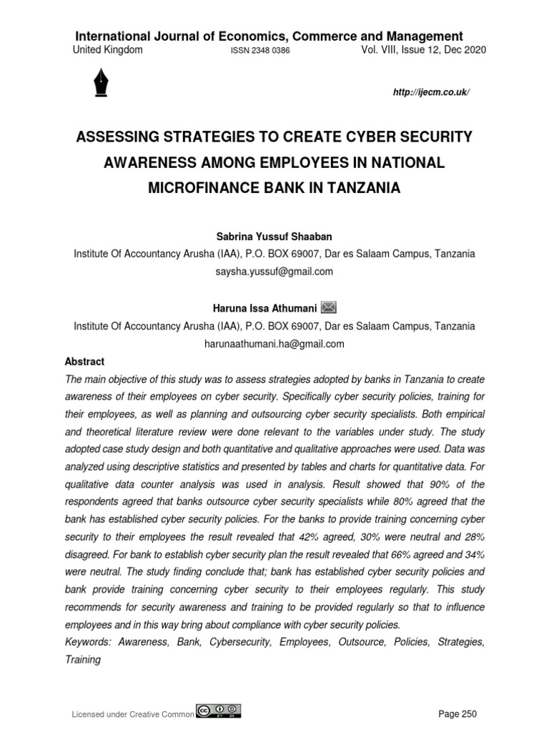 Assessing Strategies To Create Cyber Security Awareness Among Employees ...
