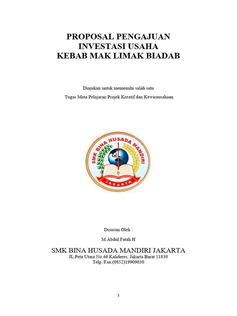 Proposal Investasi Usaha Kebab Mak Limak Biadab | PDF | Bisnis