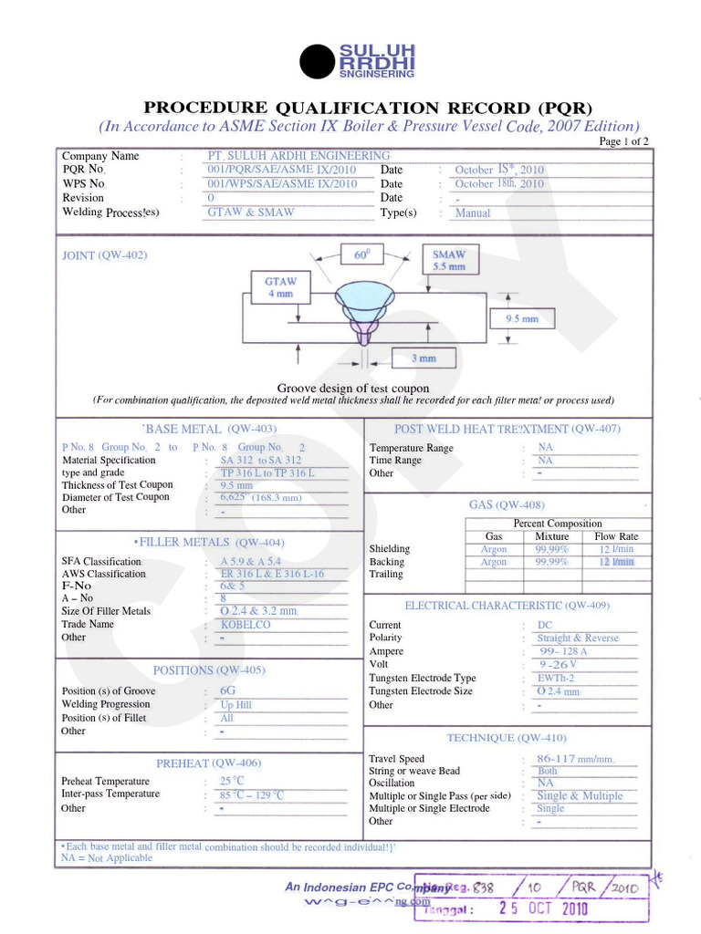 PT - SAE WPS PQR - MIGAS (PGDP) - Unlocked-2 | PDF | Construction | Welding