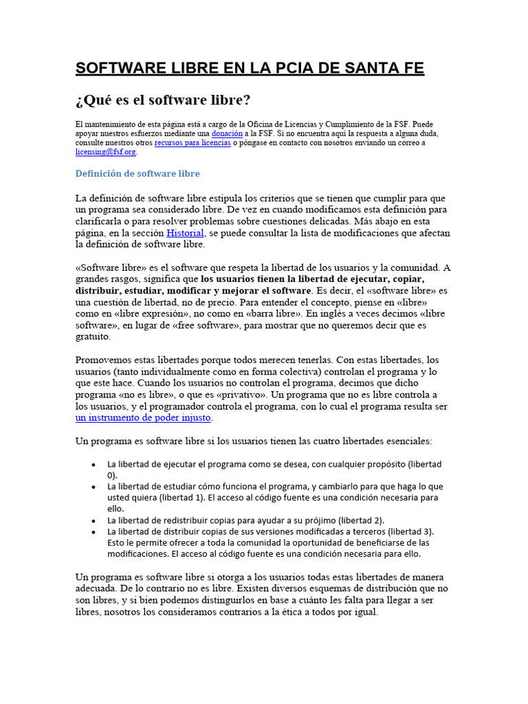 Software Libre | PDF | Software libre | Programa de computadora