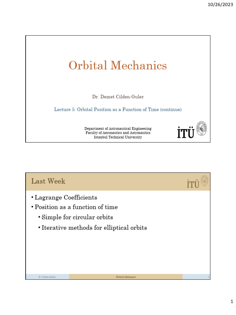 Lecture 5 | PDF | Orbital Inclination | Classical Mechanics