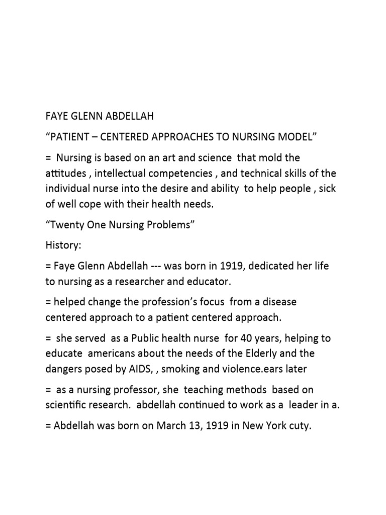 Faye Glenn Abdellah | PDF | Nursing | Psychology