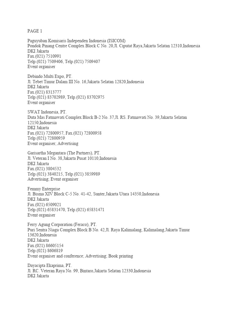 Database Event Organizer Di Jakarta | PDF