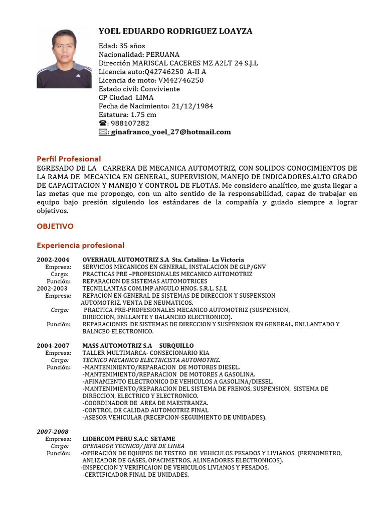 Curriculum Rodriguez 2020 | PDF | Coche | Vehículos