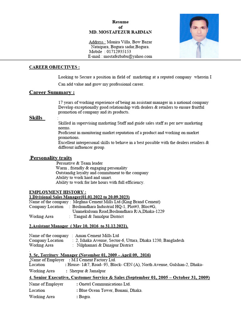 Career Summary:: Resume of | PDF | Bangladesh