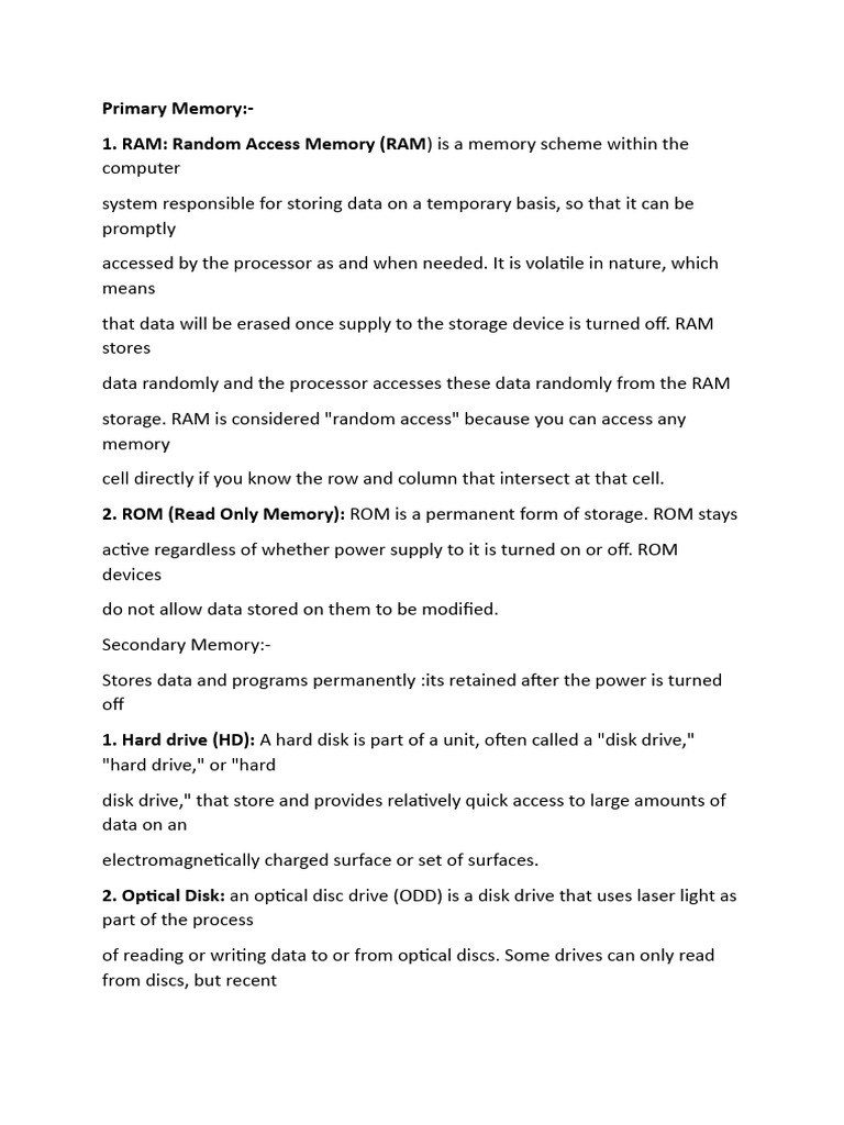 Primary Memory | Download Free PDF | Computer Data Storage | Random Access Memory