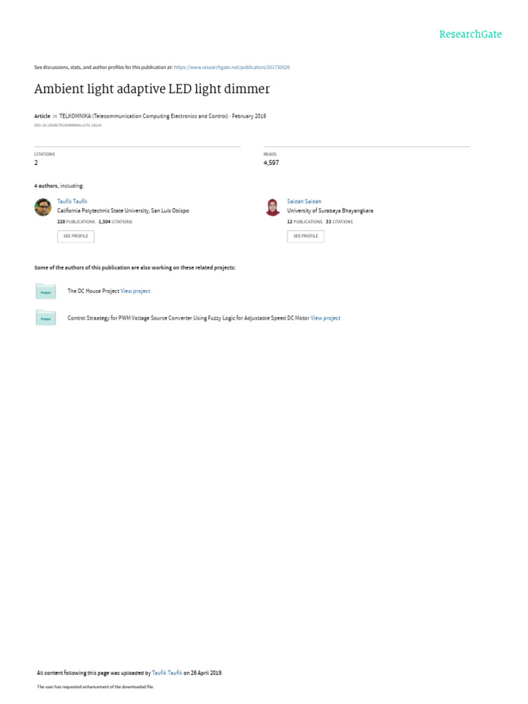 Adaptive LED Dimming | PDF | Light Emitting Diode | Electrical Network