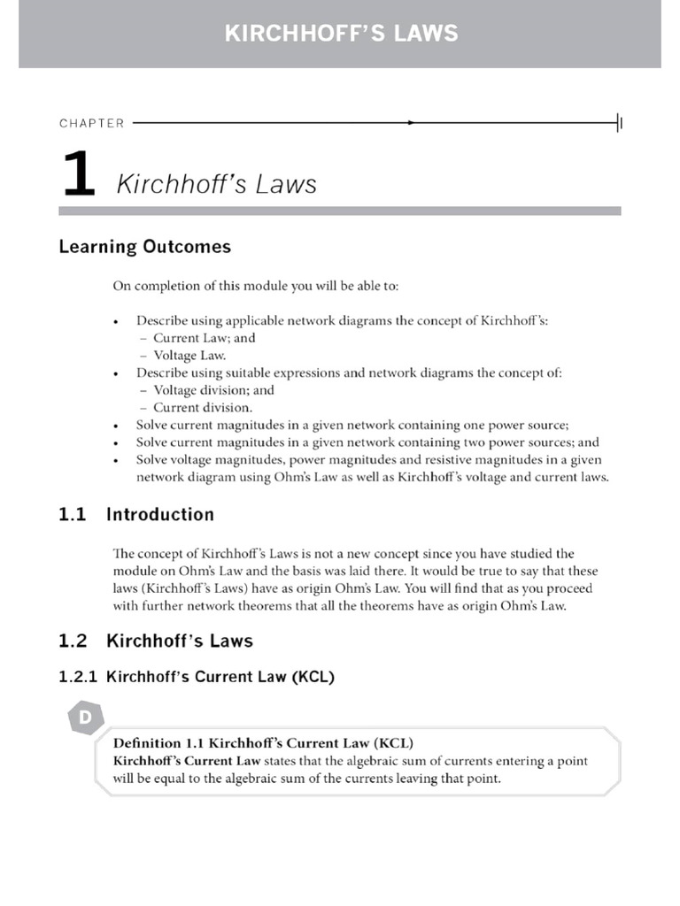 Chapter 1 - Kirchhoff's Law | PDF