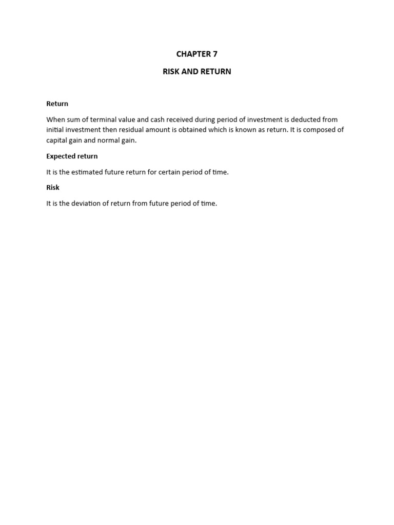 Chapter 7 Risk and Return | PDF | Business | Finance & Money Management