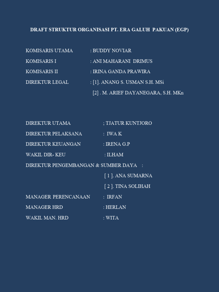 Draft Struktur Organisasi PT | PDF