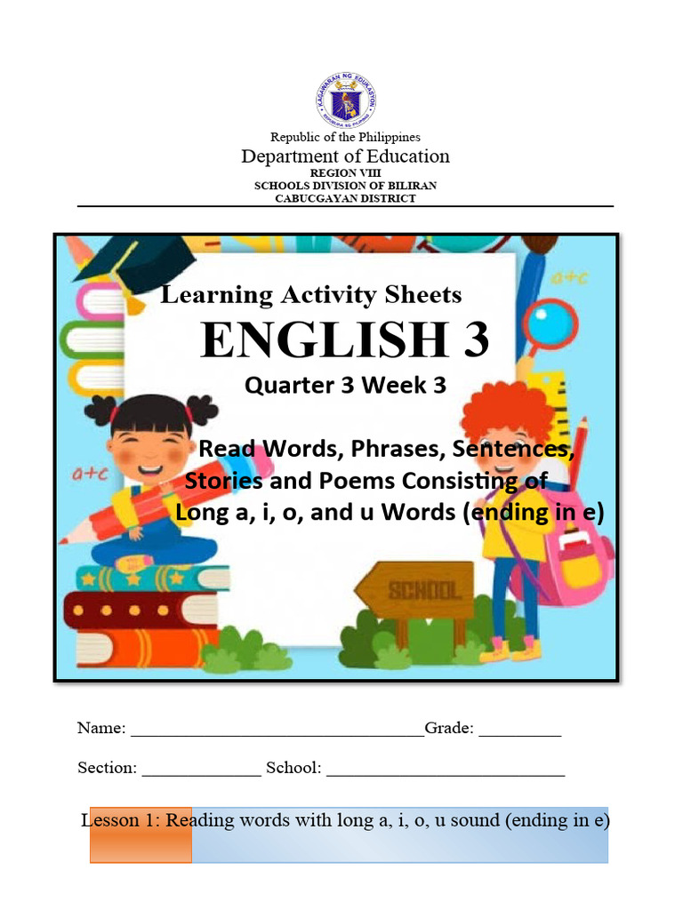 ENG. 3 LAS Q3 Week 3 | PDF | Vowel | Word