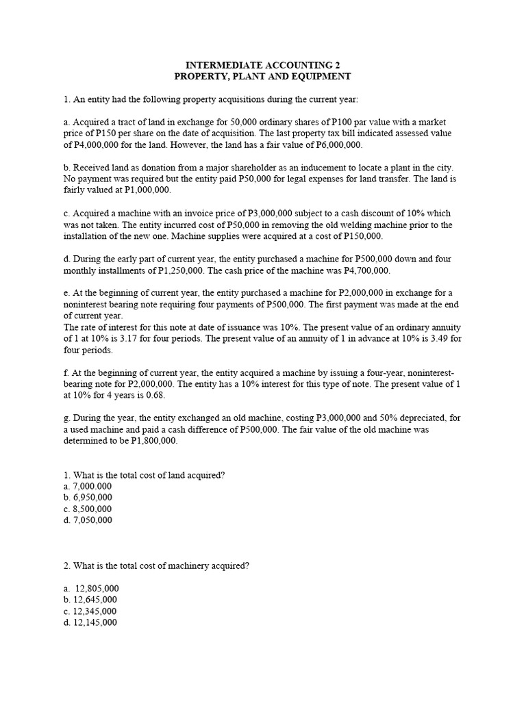 Ppe Activity Pdf Cost Present Value