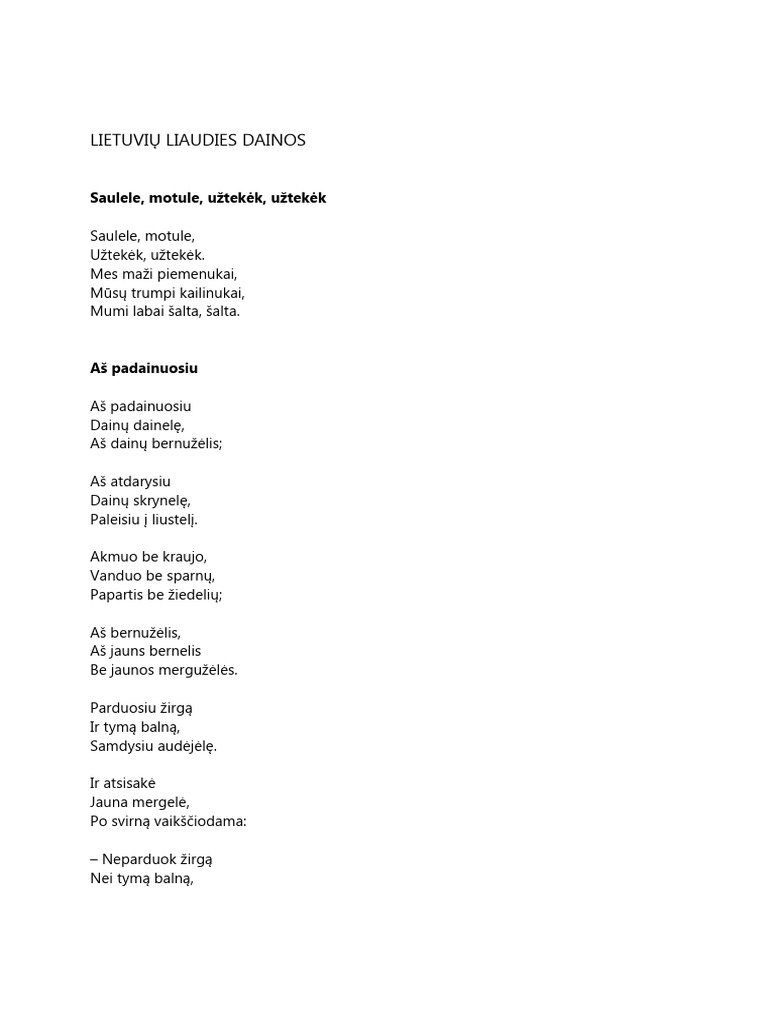 Lietuvių Liaudies Dainos .LA0306 | PDF