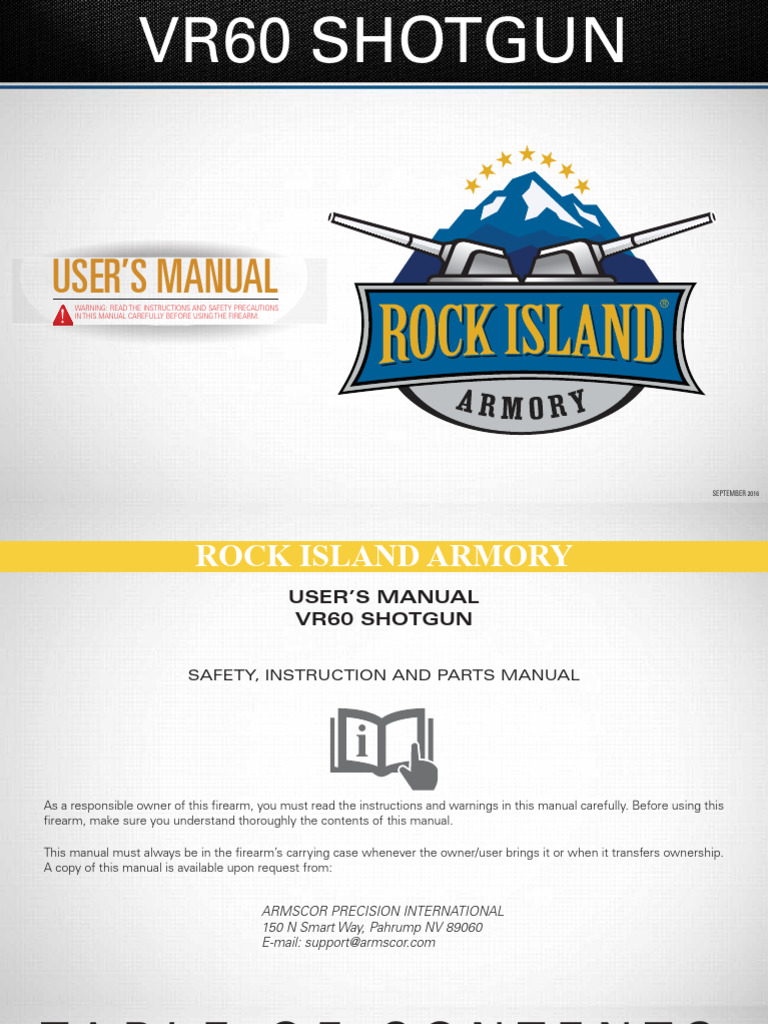 VR60 Shotgun User's Manual & Safety Guide | PDF | Gun Barrel | Firearms