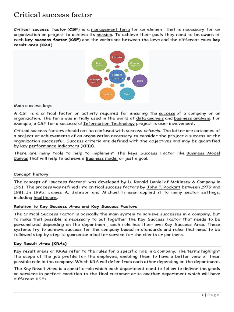 Critical Success Factor and Technology Assessment | PDF | Business | Cognition