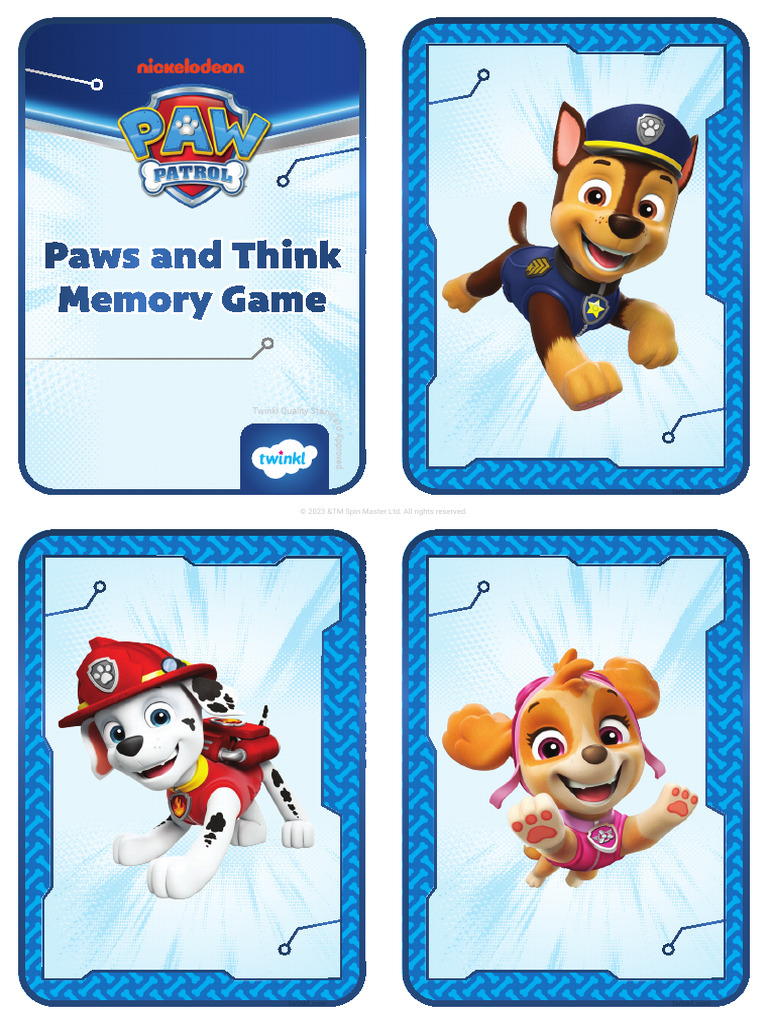 T TP 1686052018 Paw Patrol Paws and Think Memory Activity Ver 2 | PDF ...
