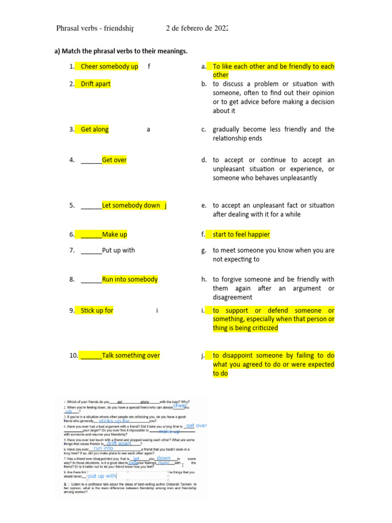 Phrasal Verbs - Friendship | PDF