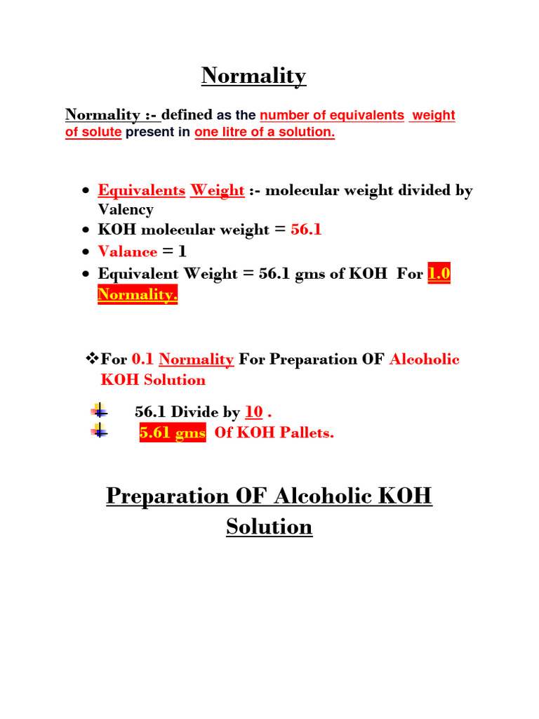 Prepartion OF Alcoholic KOH Solution by GURDEEP | PDF