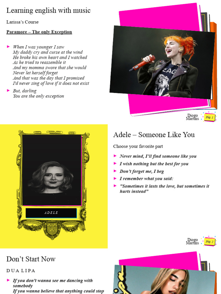 Learn English with Music Lyrics | PDF