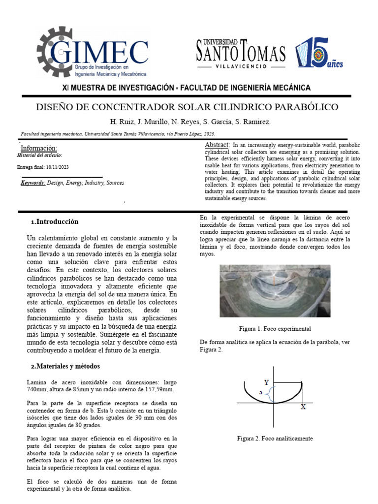 Diseño Concentrador Solar Cilíndrico | PDF | Energía solar | Naturaleza
