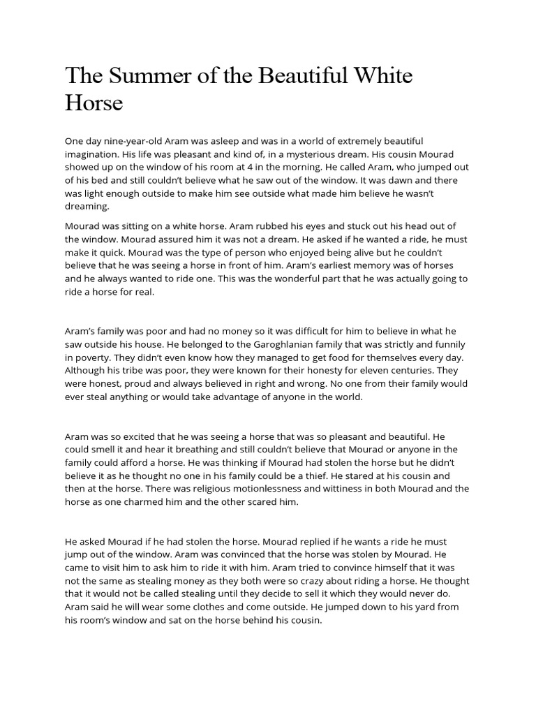 The Summer of The Beautiful White Horse | PDF