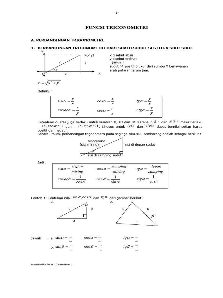 Trigonometri Kelas 10: Fungsi dan Relasi | PDF