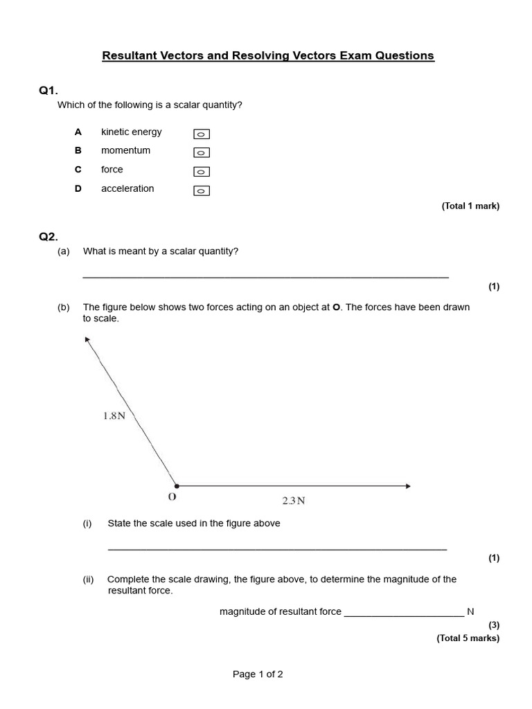 Vector and Scalar Exam Questions | PDF | Euclidean Vector | Force