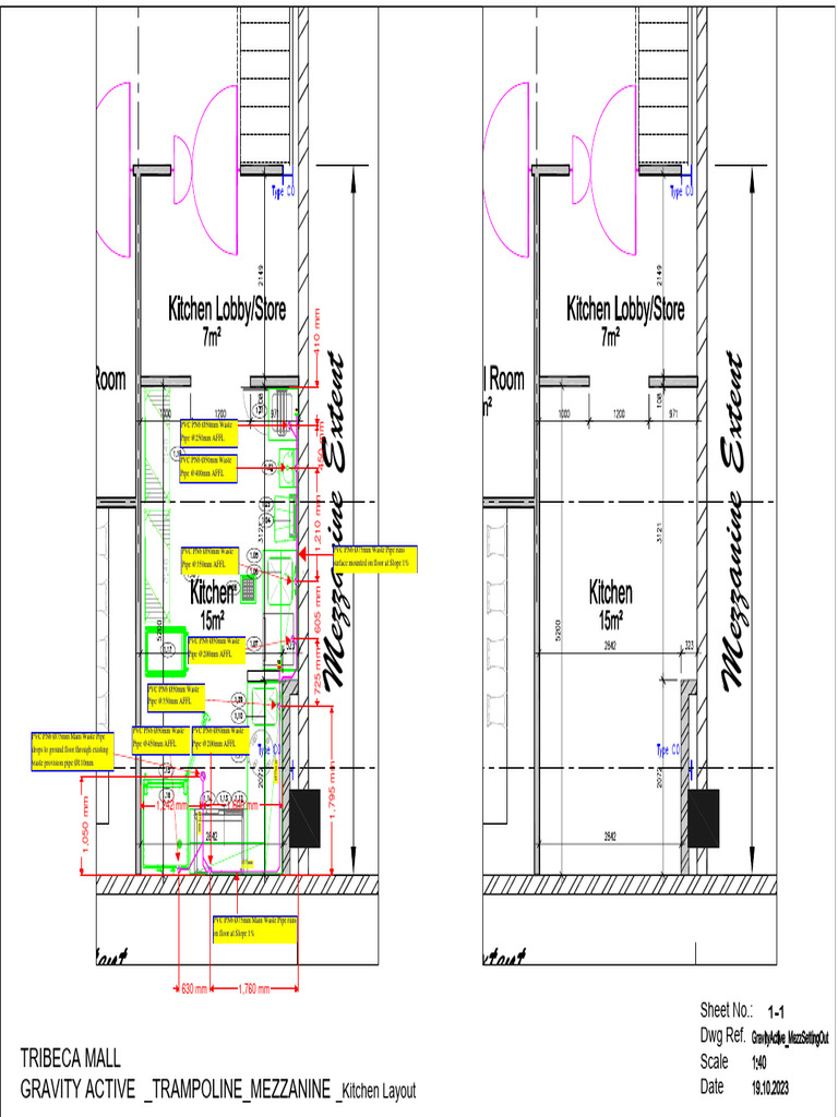 Trampoline Kitchen Layout - Drainage Markup Rev 1 | PDF | Secondary ...
