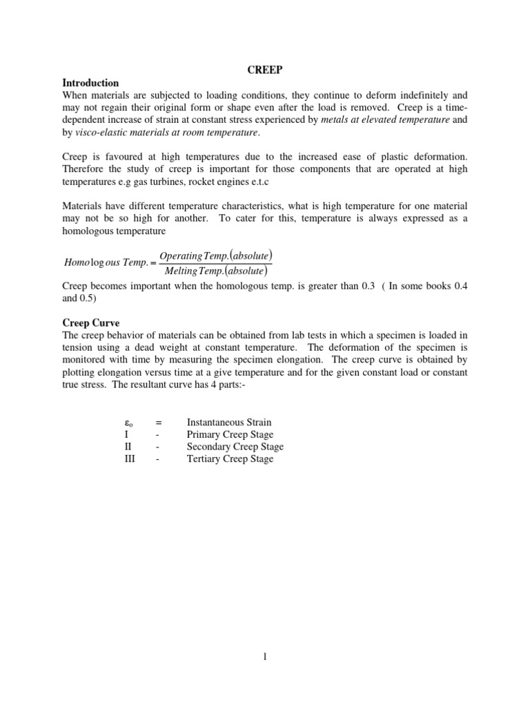 CREEP | PDF | Creep (Deformation) | Deformation (Engineering) CREEP | PDF | Creep (Deformation) | Deformation (Engineering)