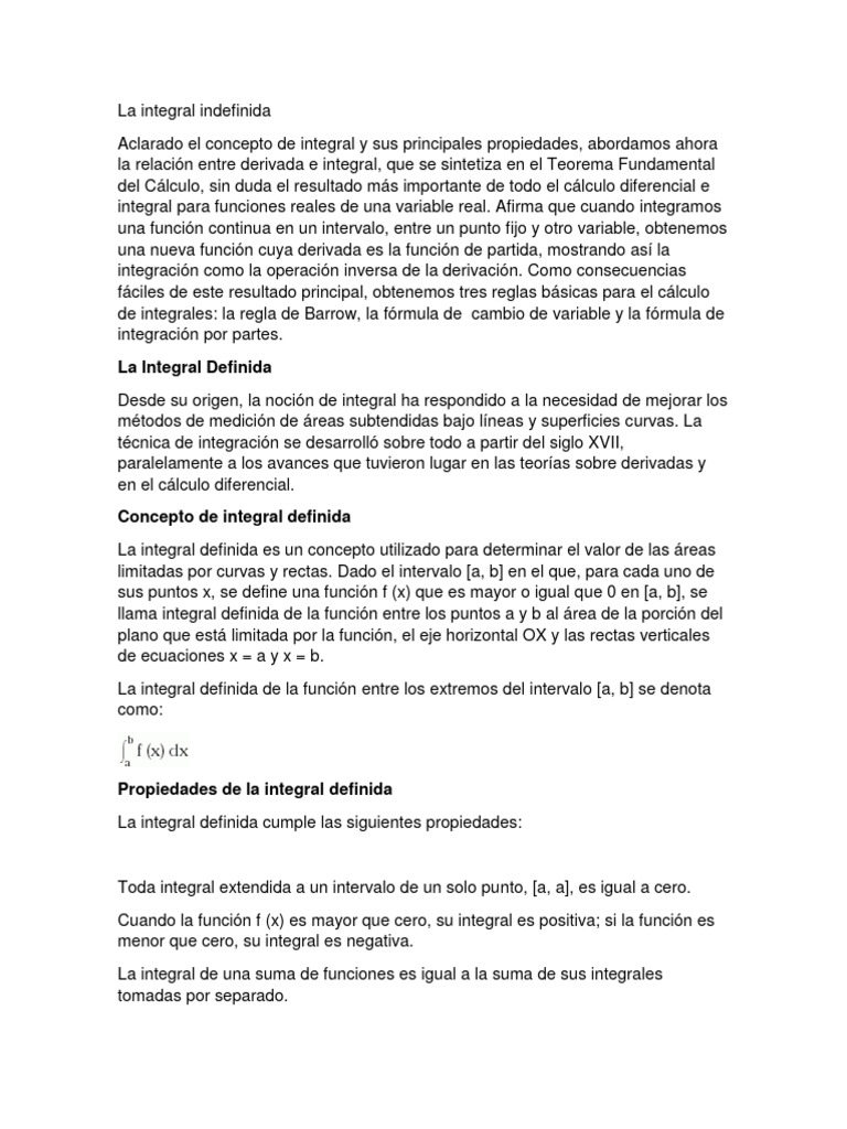 Integral Indefinida y Teorema Fundamental | PDF | Integral | Derivado
