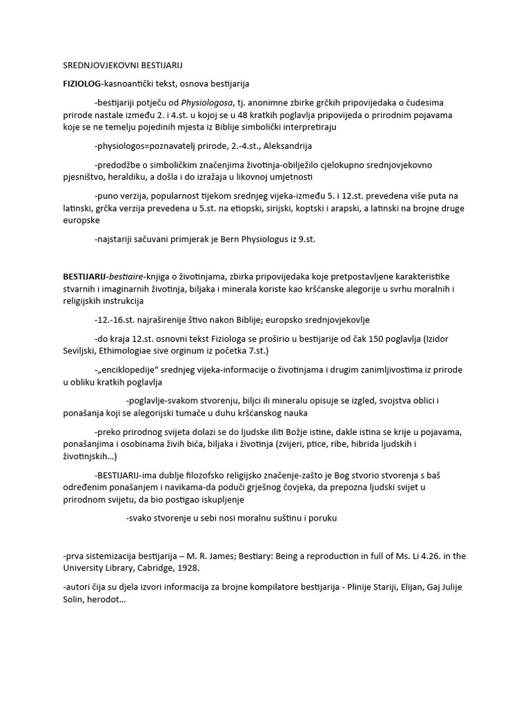 Srednjovjekovni Bestijarij | PDF