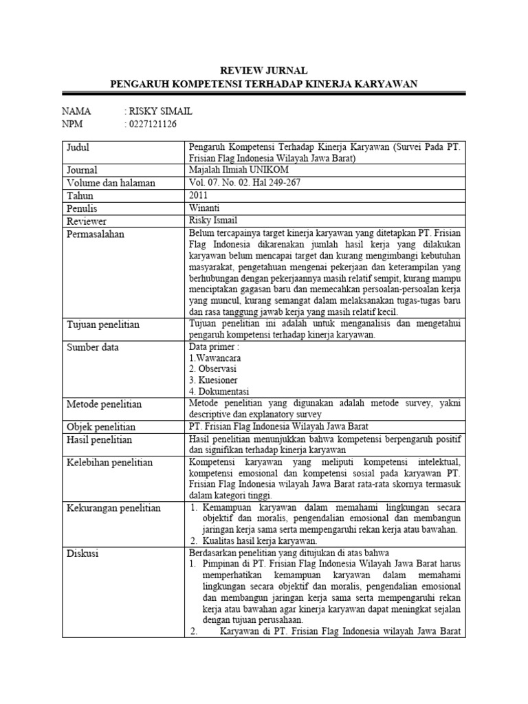 Contoh Review Jurnal | PDF