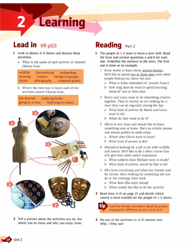 Reading-Sep 25-PETResult-SB-U2-pp.24-25 | PDF